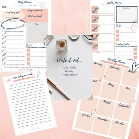 Daily Weekly Monthly Writing Planner - Etsy