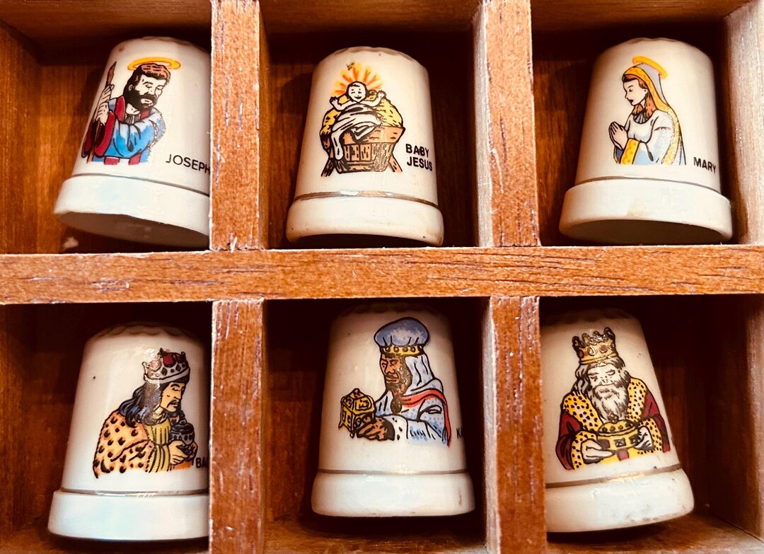 Vintage Collectible Nativity Scene Character Porcelain Thimbles, Set of ...