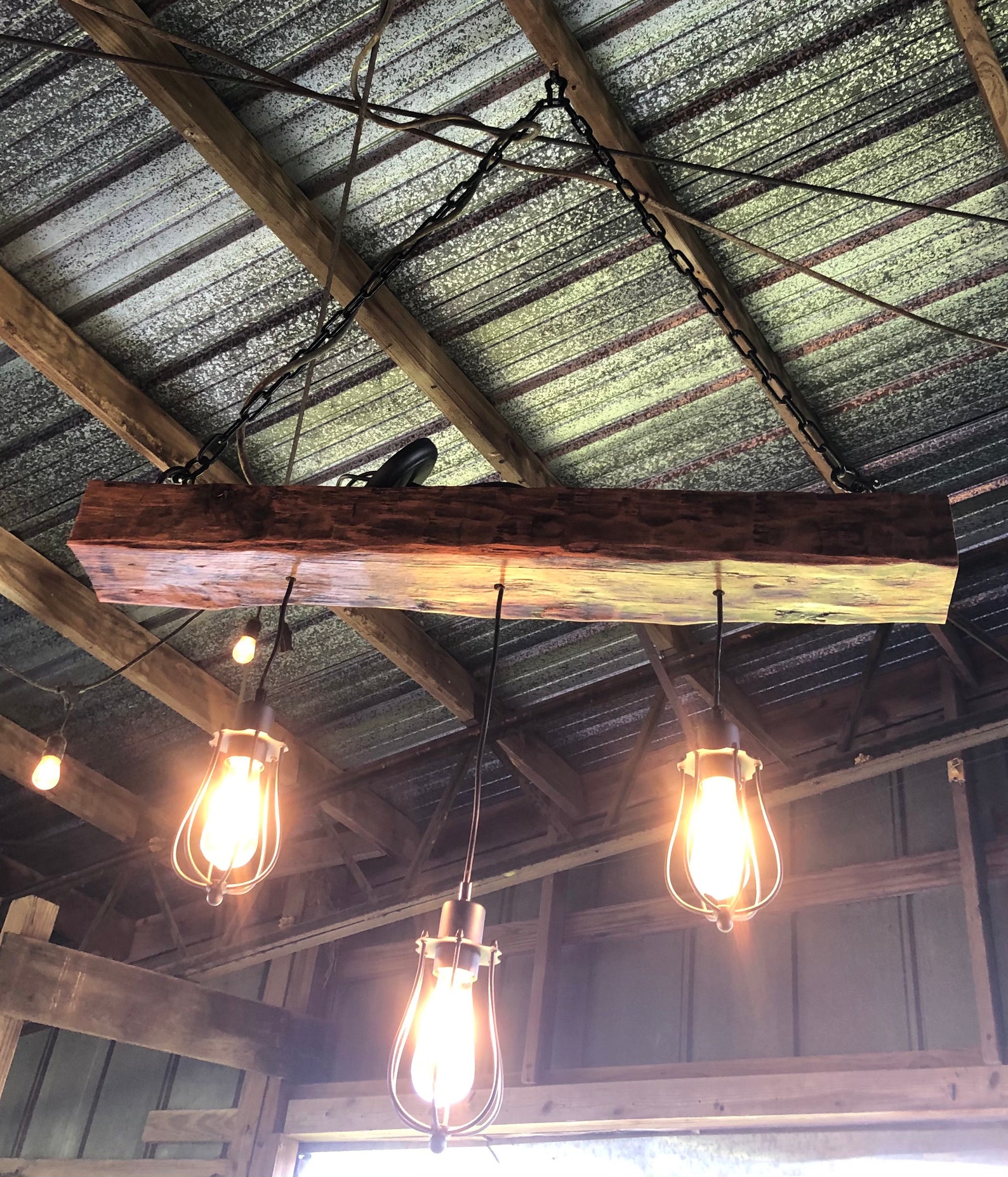 Rustic Light Fixture Reclaimed Wooden Beam on Antique Trace | Etsy