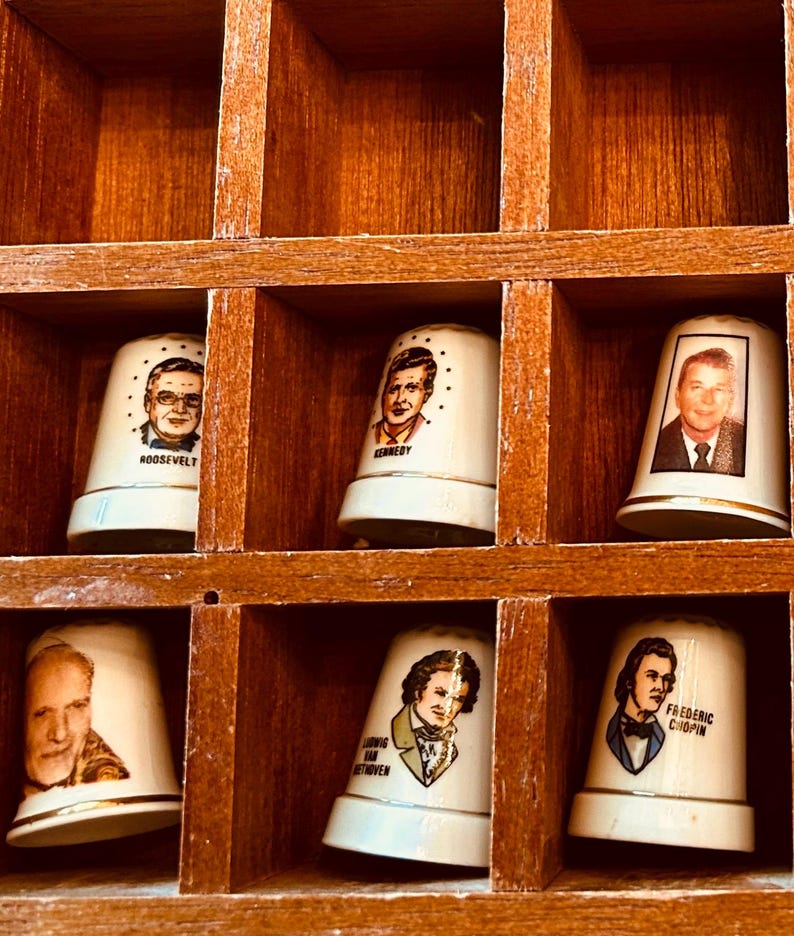Vintage Collectible Presidents and Dignitaries Porcelain Thimbles, Set ...