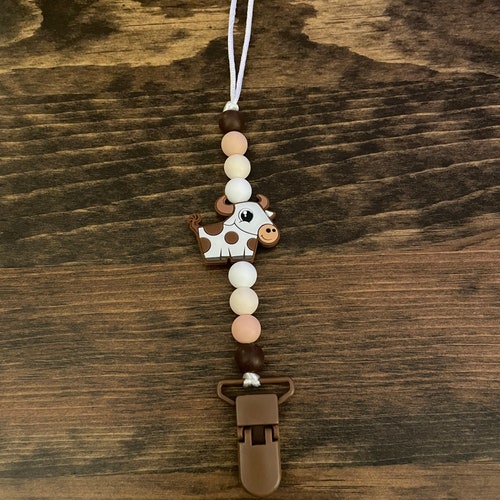 Cow Print Pacifier Clip Western Silicone Pacifier Clip - Etsy