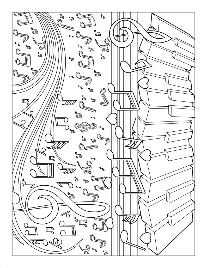 Children's-themed Basic Musical Scene Coloring Pages to Enjoy! - Etsy