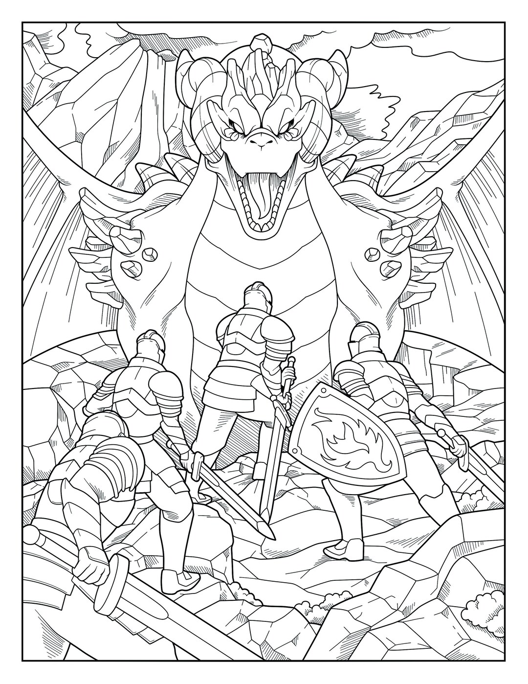 Five Dragon Coloring Pages to Enjoy! - Etsy