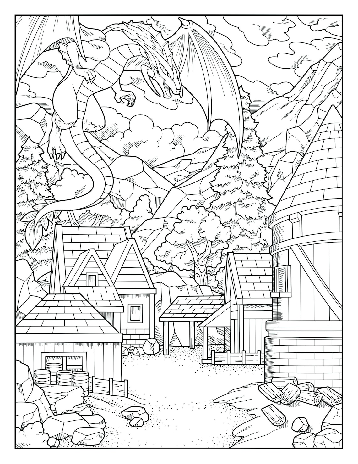 Five Dragon Coloring Pages to Enjoy! - Etsy