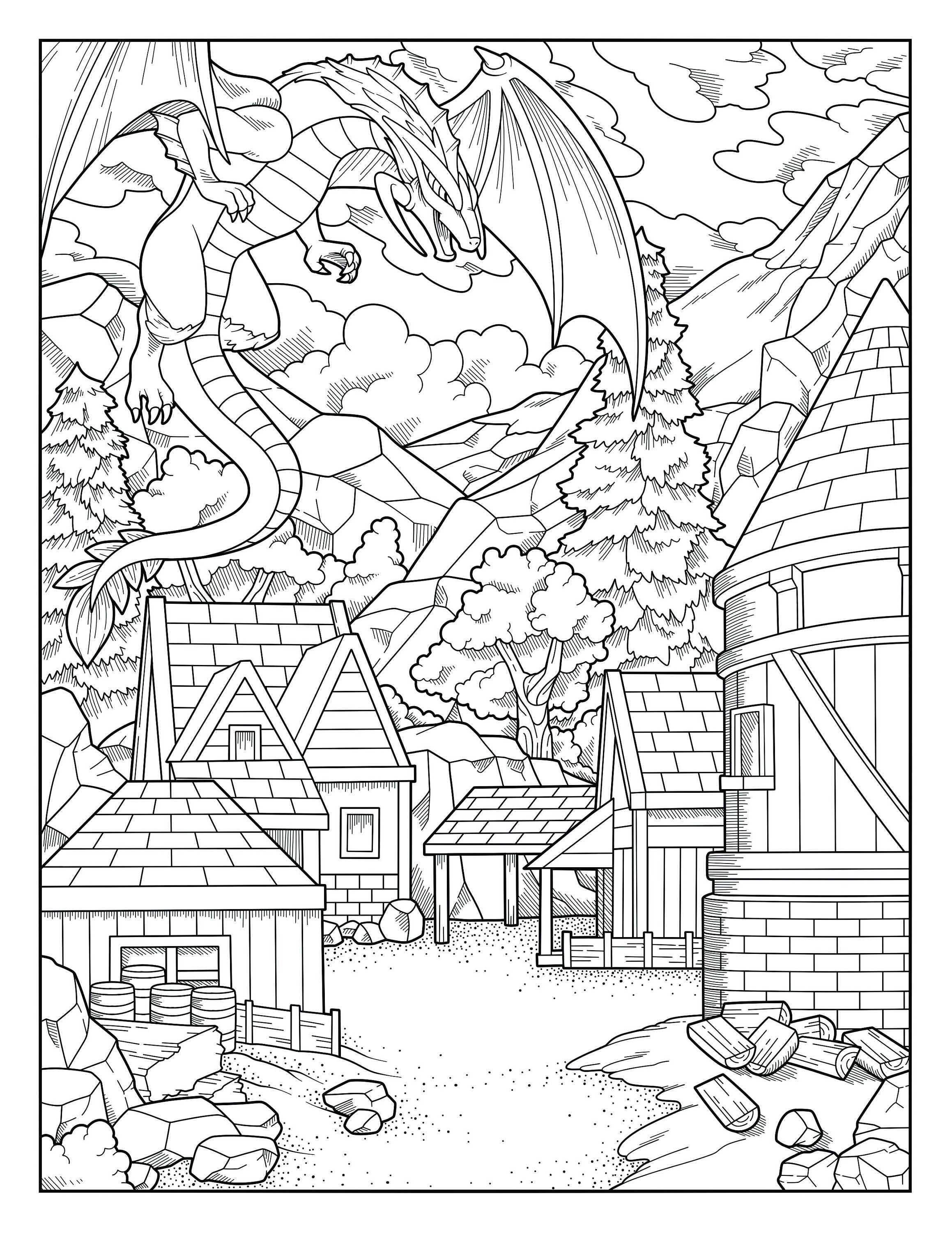 Five Dragon Coloring Pages to Enjoy! - Etsy