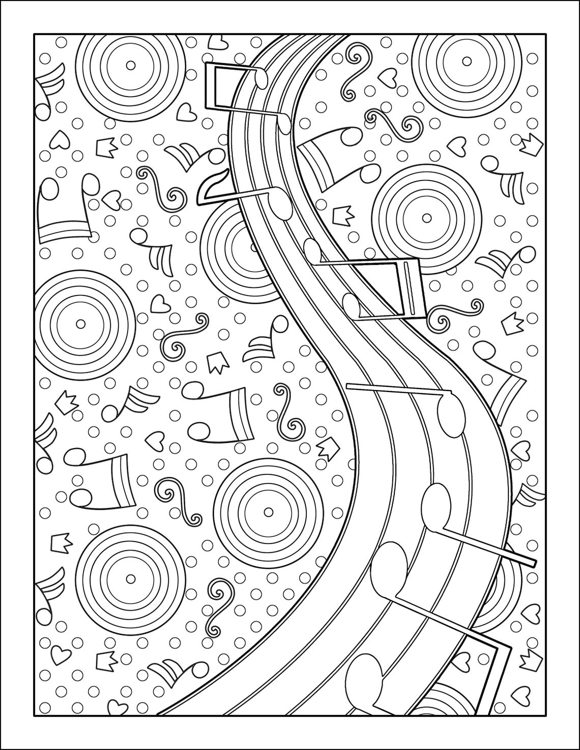Children's-Themed Basic Musical Scene Coloring Pages to | Etsy
