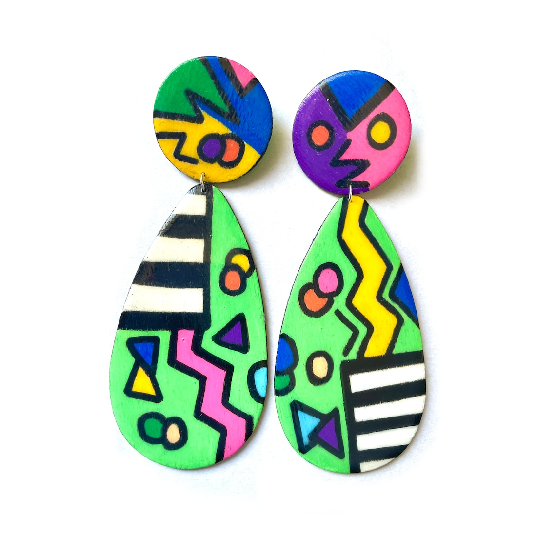 Quirky and Whimsical 80s/90s Inspired Statement Earrings - Etsy