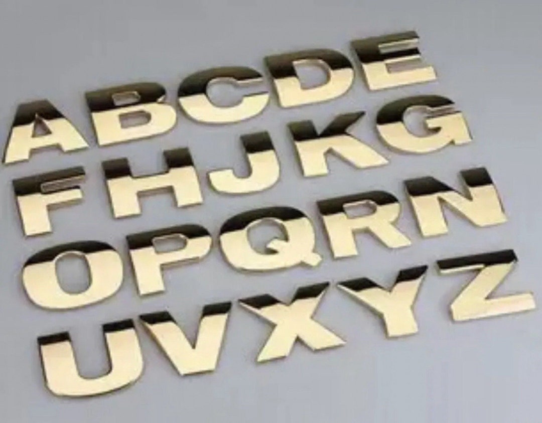 LETTER Metal Adhesives 2.5 Cm Gold NUMBER 3d Metal High Quality Shiny ...