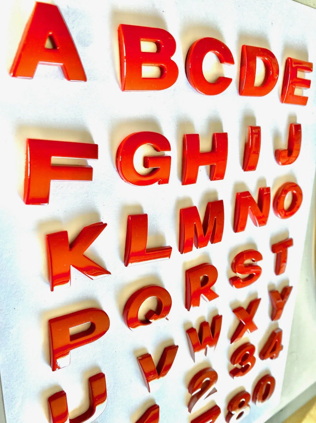 LETTER XL Adhesives 4.5 Cm NUMBER 3d Metal High Quality Glossy Red Car ...