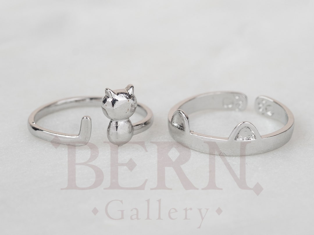 Silver Cat Rings • Cat Ears • Boho • Sterling Silver • Kawaii • Silver ...