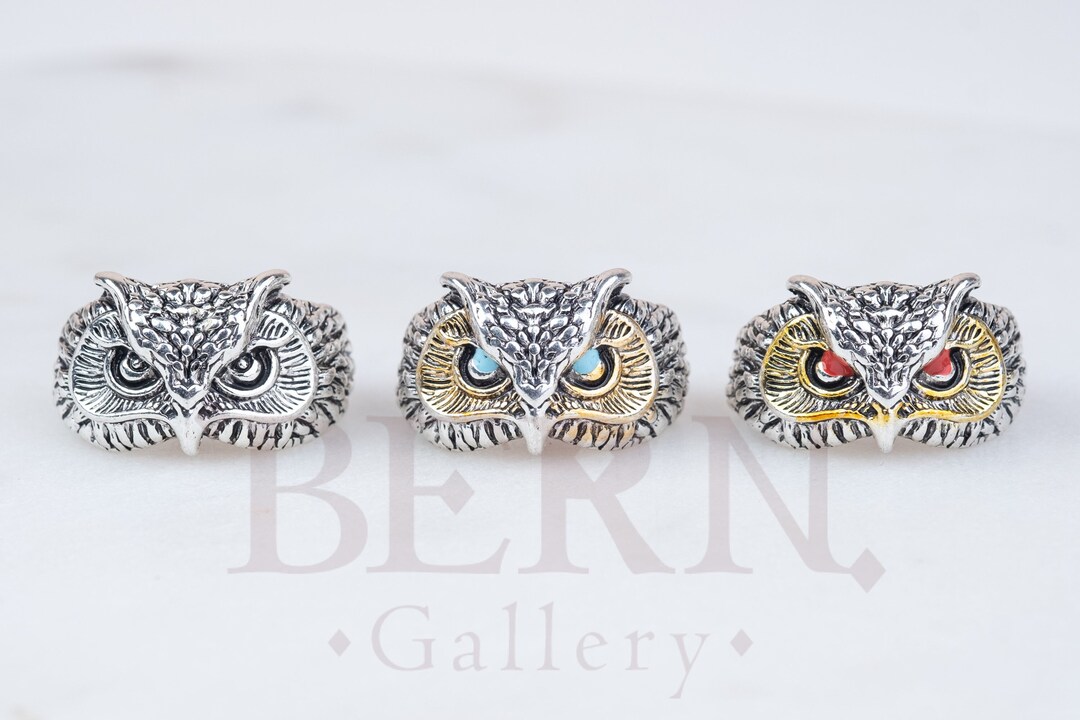Owl Retro Gothic Ring • Witch • Mens Ring • Gothic • Gift for Men ...