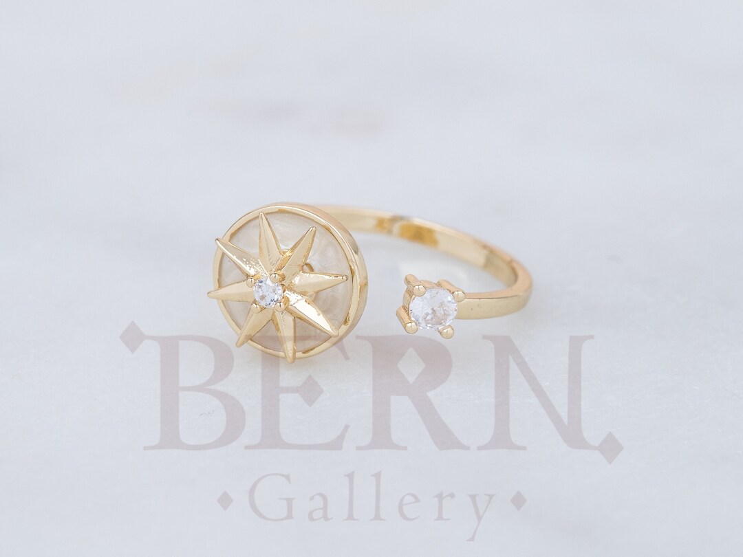 Octagonal Star Fidget Ring • Boho • Star • Resin • Fidget • Gold Ring ...