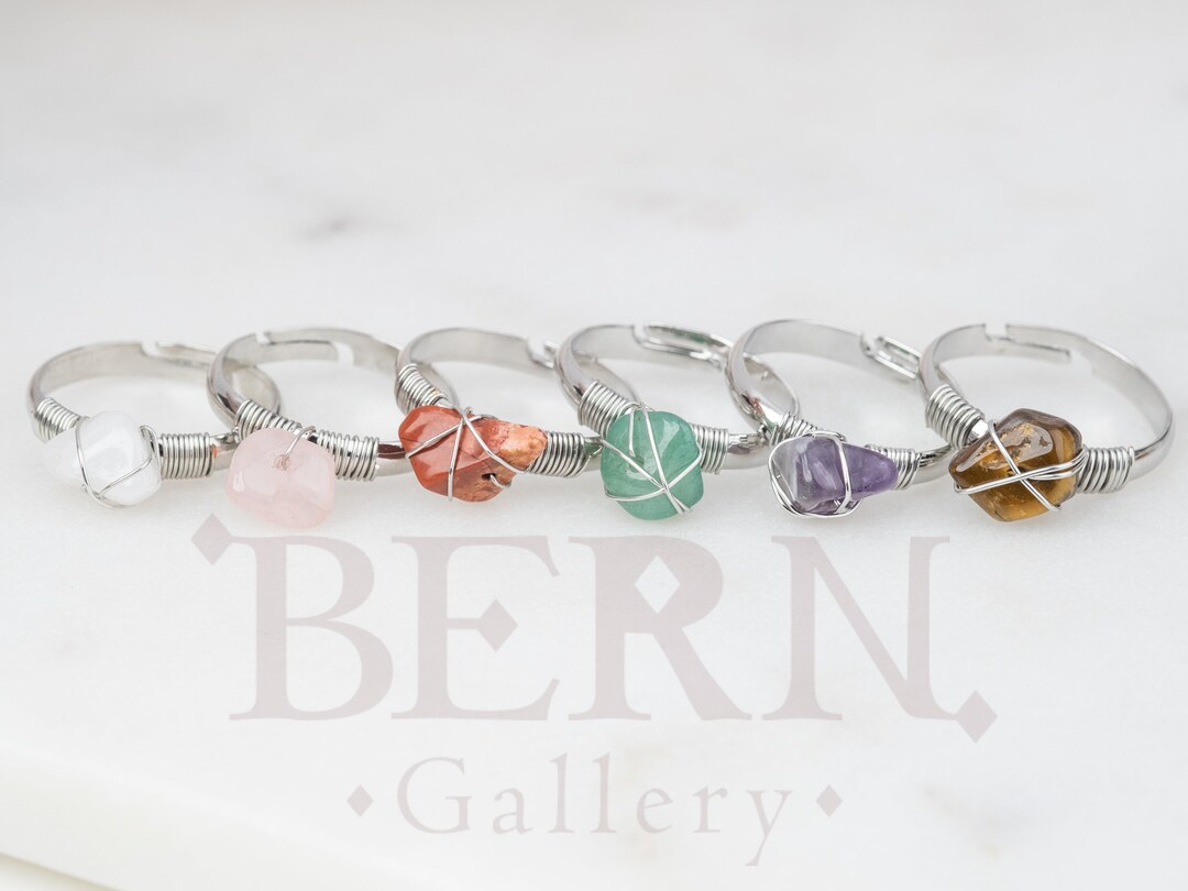 Raw Gemstone Ring • Wire Warp • Crystals • Amethyst • Witchcraft • Boho ...