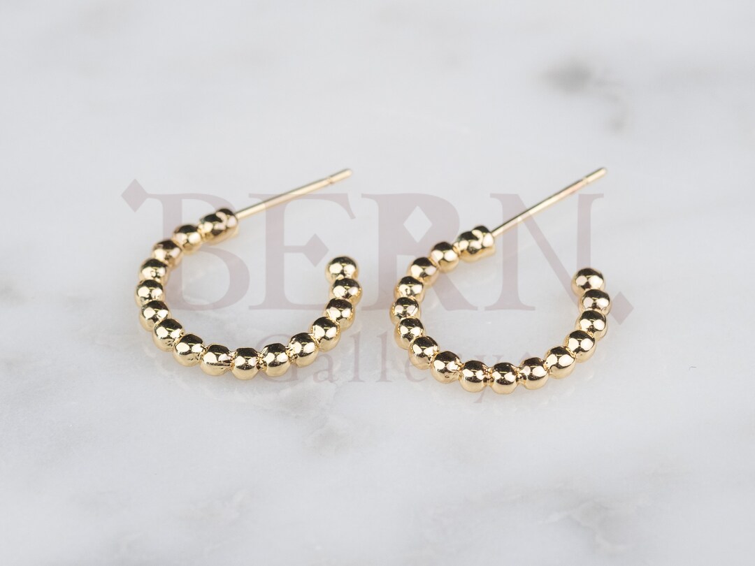 Gold Ball Hoop Earrings • Hoop Earrings • Solid Gold • Gift for Her ...