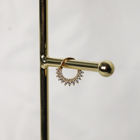Simulated Diamond 14k Gold Plated Fan Single Clicker Huggie - Etsy