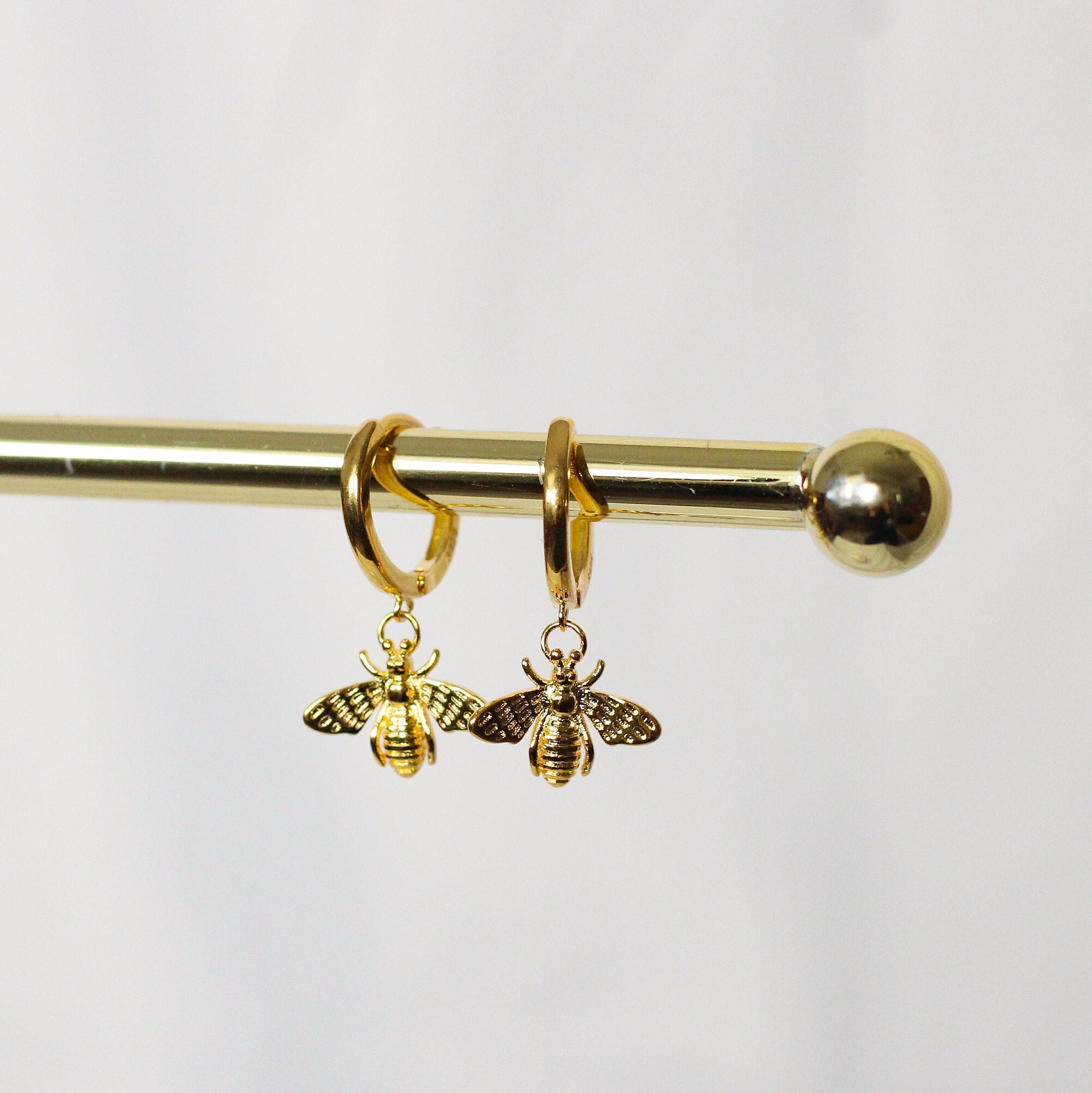 Bumblebee Huggie Hoops in 14k Gold Vermeil or Sterling Silver - Etsy UK