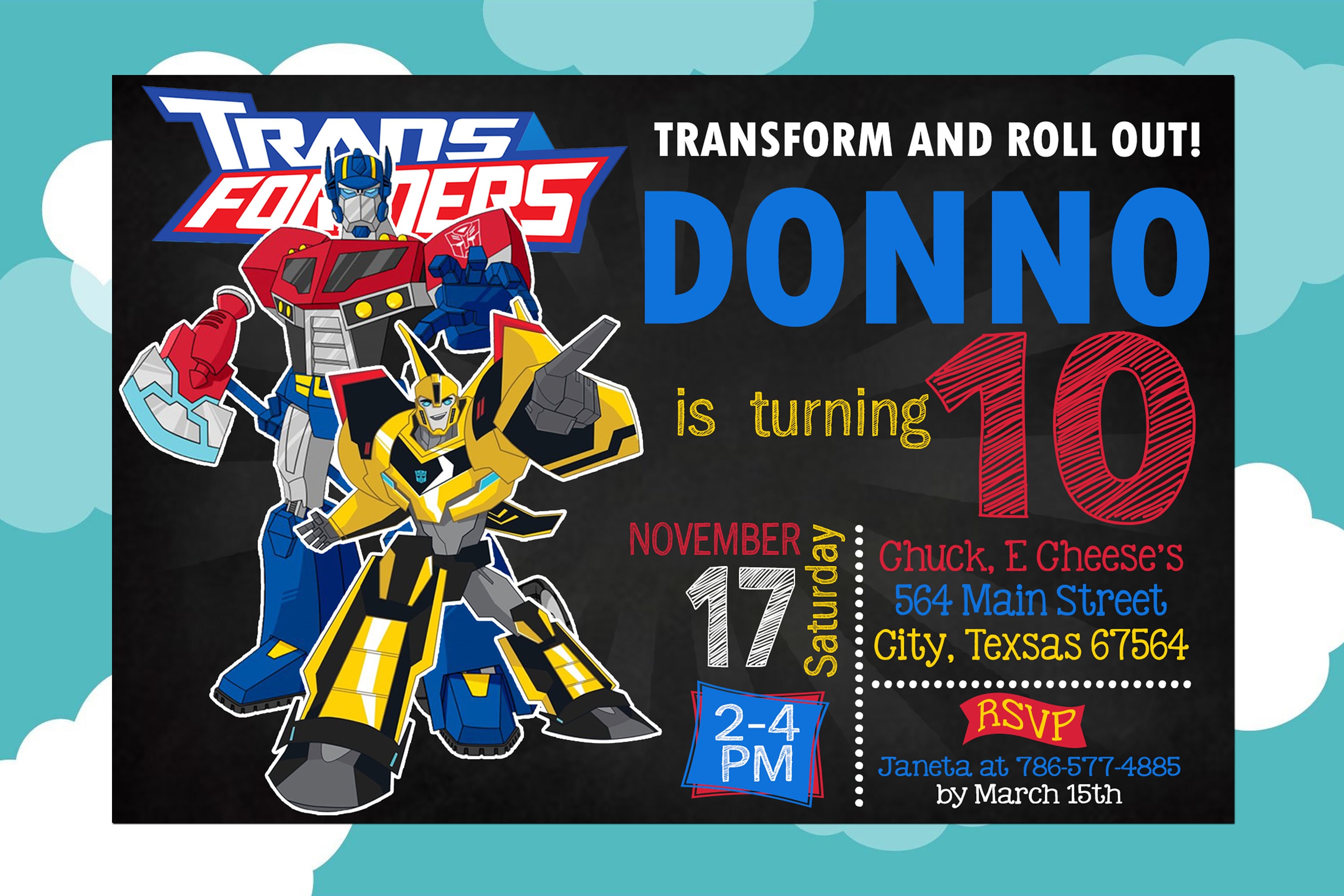 Invitación de Transformers invitación de cumpleaños de | Etsy