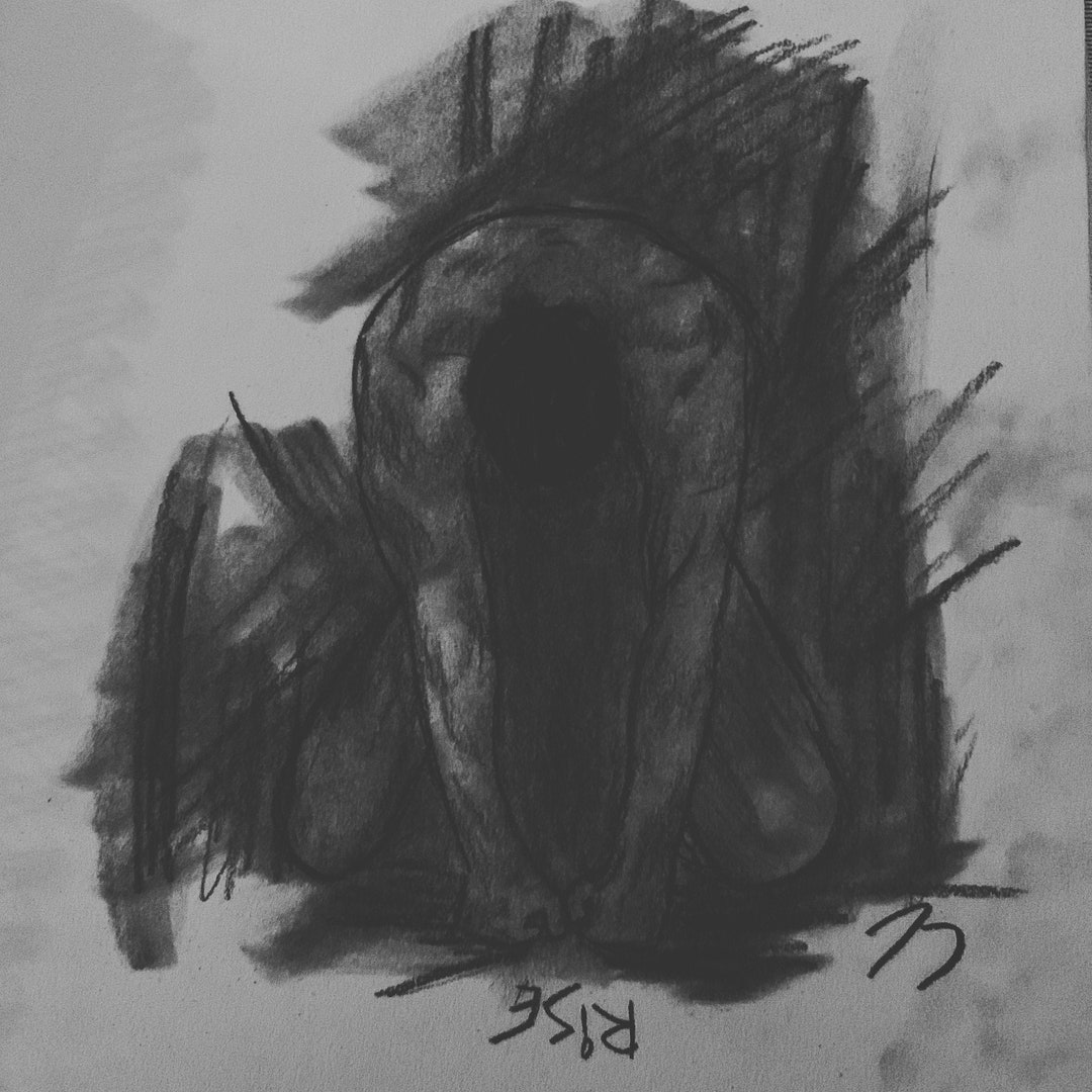 Graphite dark Shadow Pencil Drawing PRINT Gifts for Her - Etsy