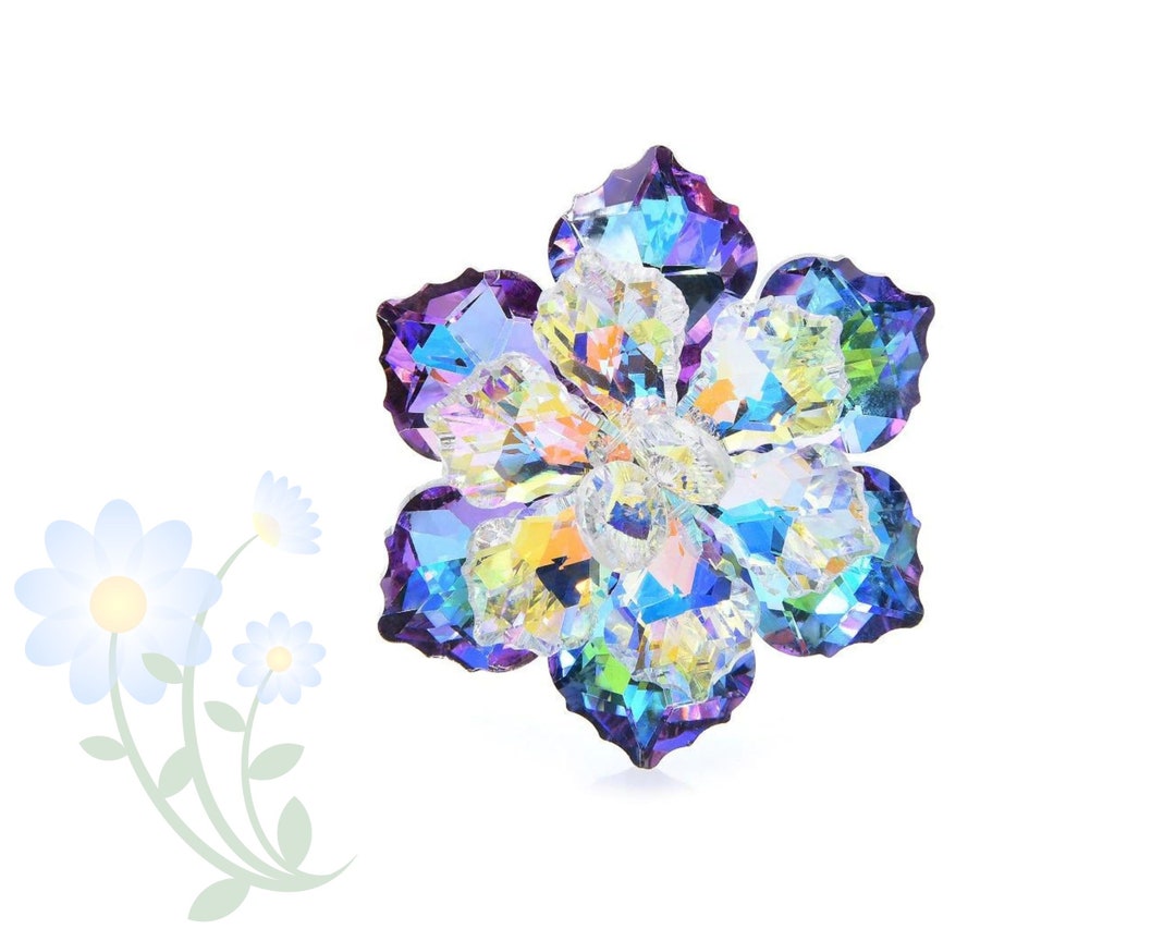 Brooch Shining Crystal Glass Flower-shape Brooches for Women Beauty ...