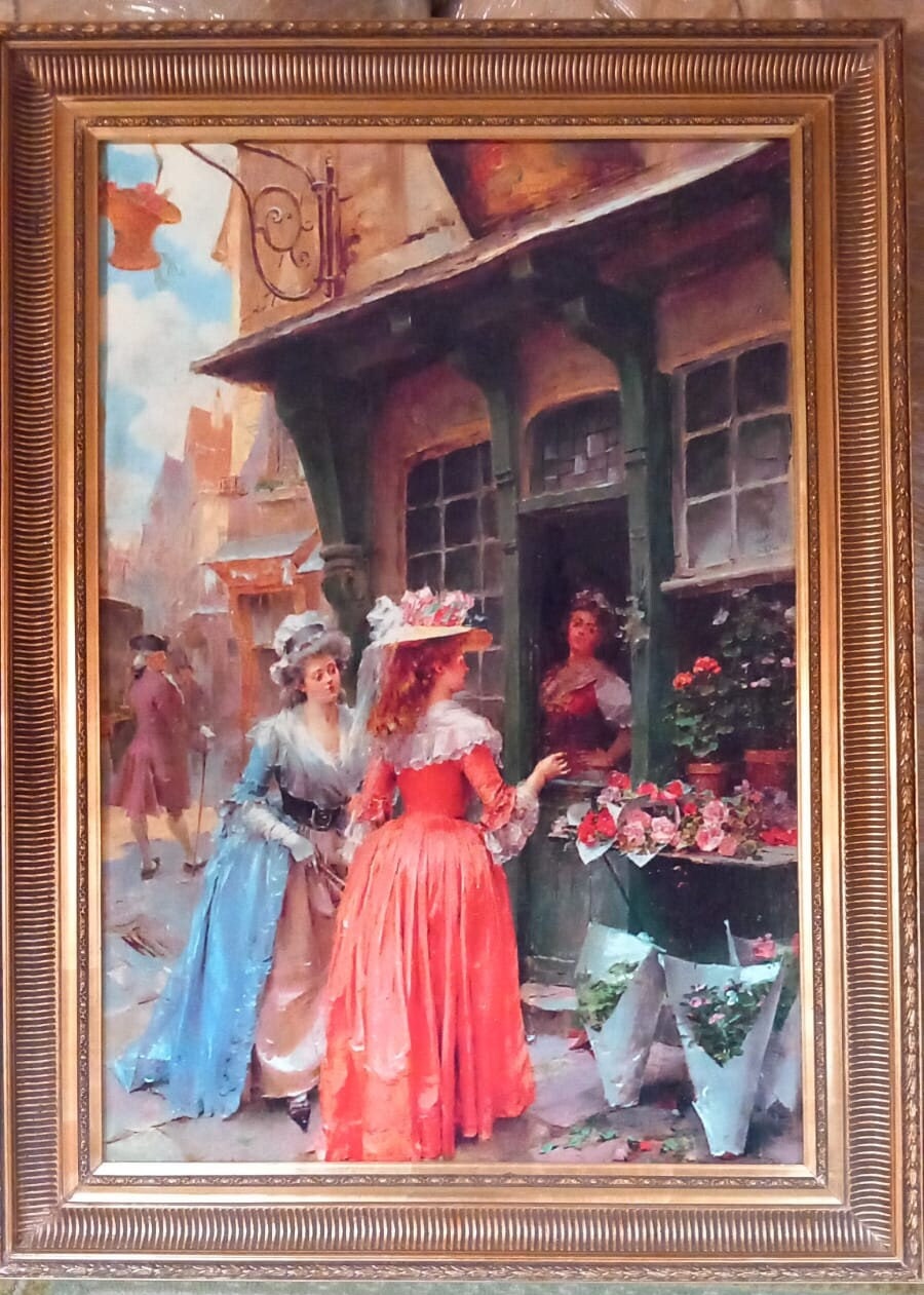 Italian Baroque Rococo Beech Wood Frame With Scenery on Fabric — OSMAN ...