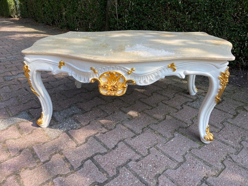 Italian Baroque/rococo Coffee Table in Lacquer Beech With Gold - Etsy
