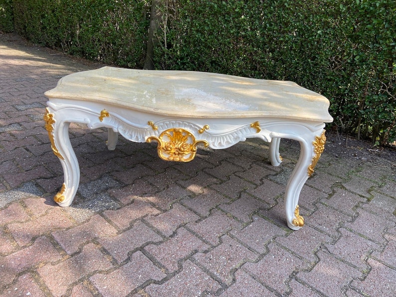 Italian Baroque/rococo Coffee Table in Lacquer Beech With Gold - Etsy