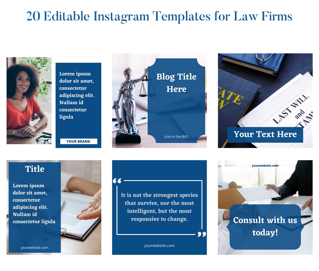 NEW! 20 Instagram Templates for Lawyer - Attorney- Law Firm- Editable ...