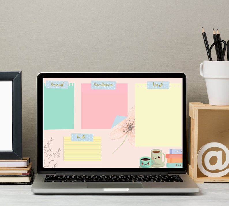 Set of 2 Desktop Laptop Wallpaper Organizer Laptop Wallpaper Colorful ...