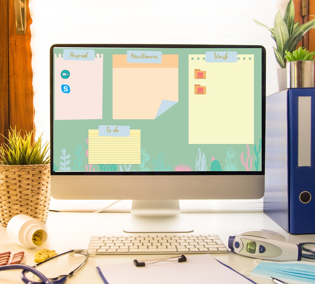 Set of 2 Desktop Laptop Wallpaper Organizer - Laptop Wallpaper Colorful ...