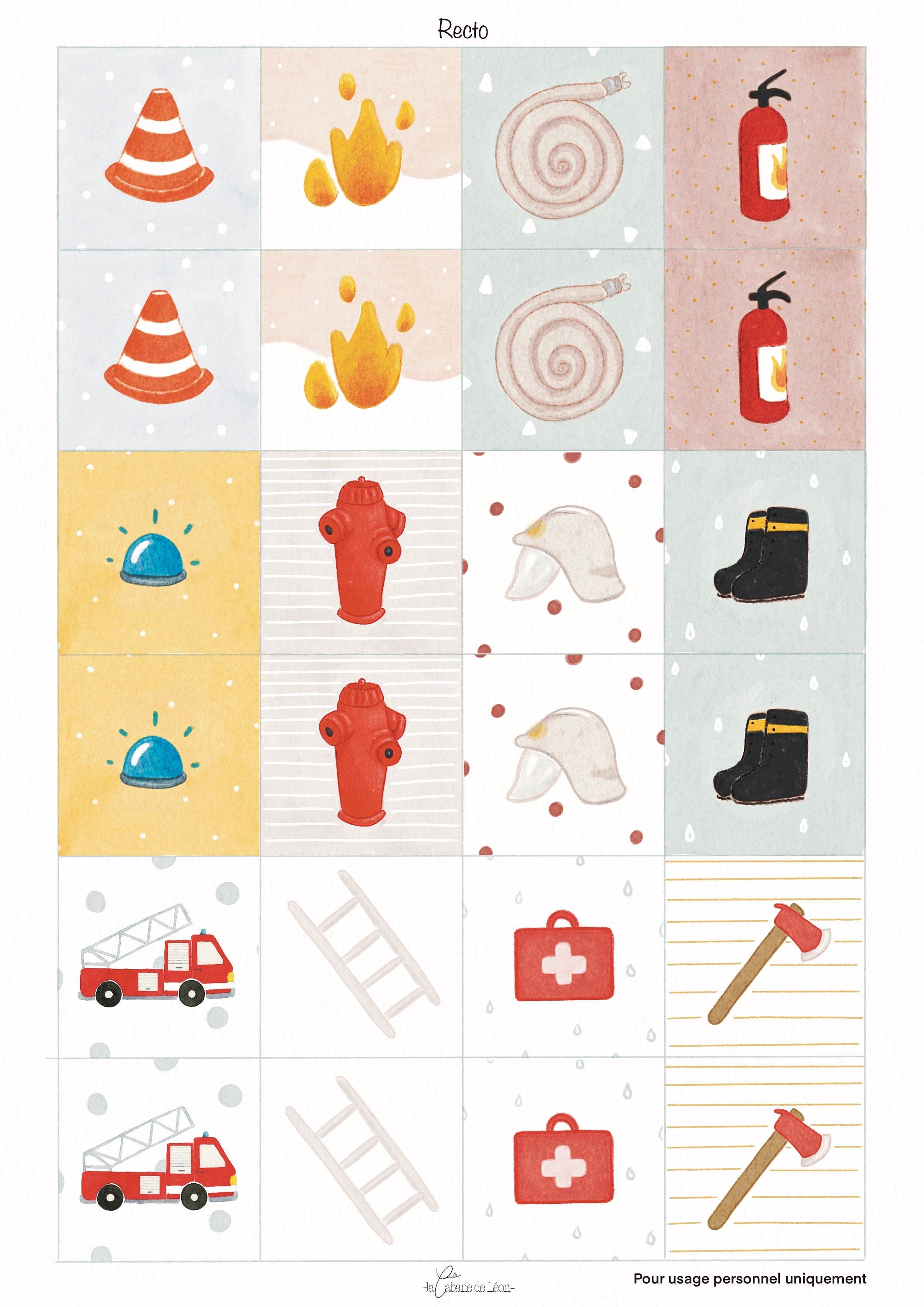 Pdf Memory Game to PRINT Firefighters Games Cards Children Memory ...