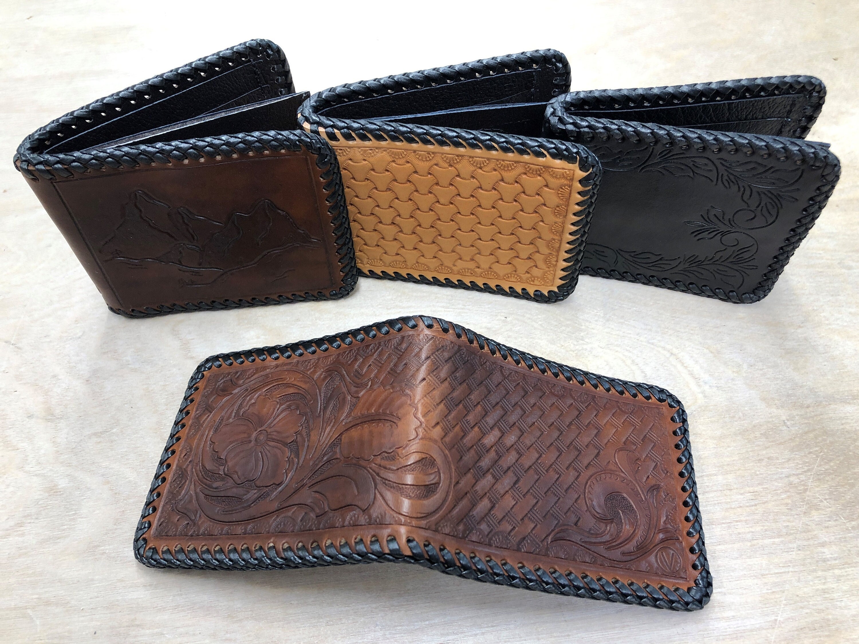 Hand Tooled Leather Bifold Wallet Handmade in Canada - Etsy