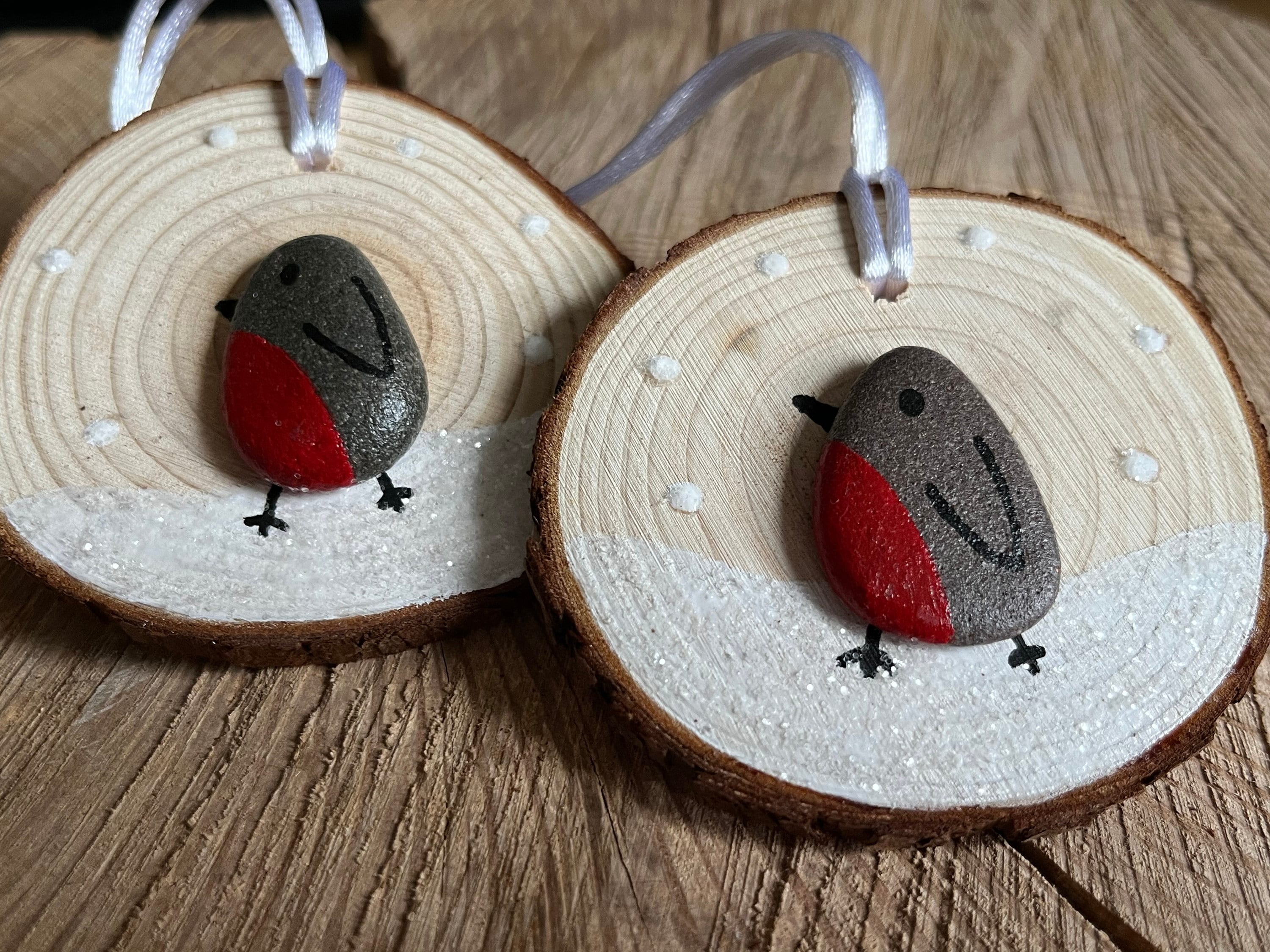Robin Bauble Pebble Art Sympathy Christmas Bauble - Etsy UK