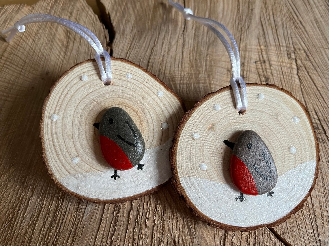 Robin Bauble Pebble Art Sympathy Christmas Bauble - Etsy UK