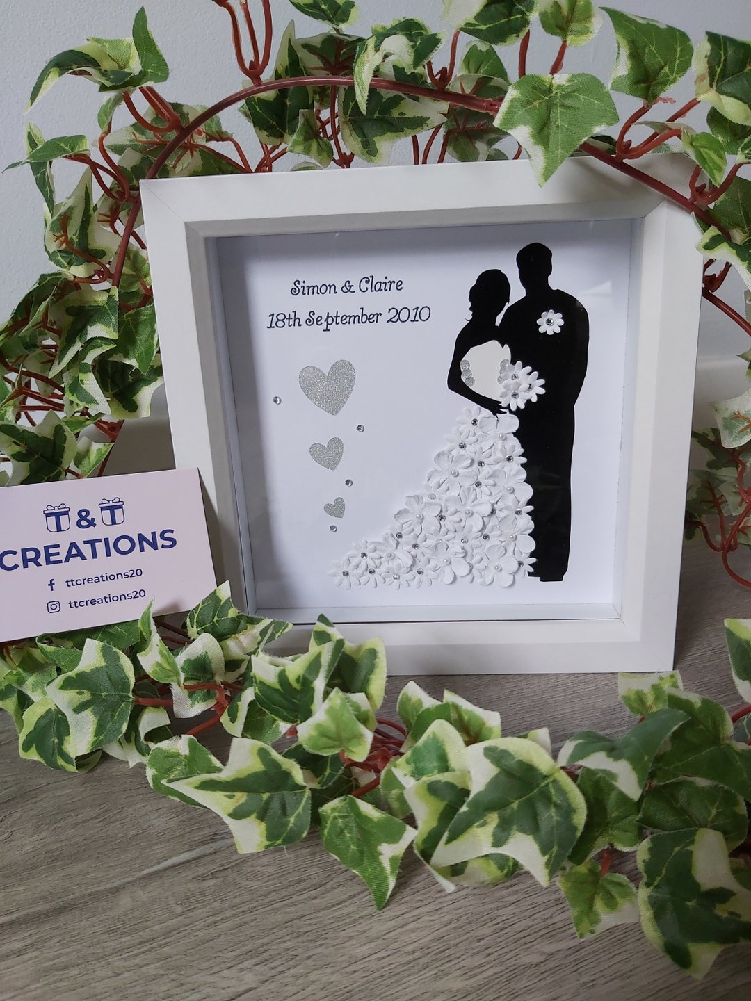 Handmade Paper Flower Wedding Frame: Personalized Couple Gift - Etsy UK