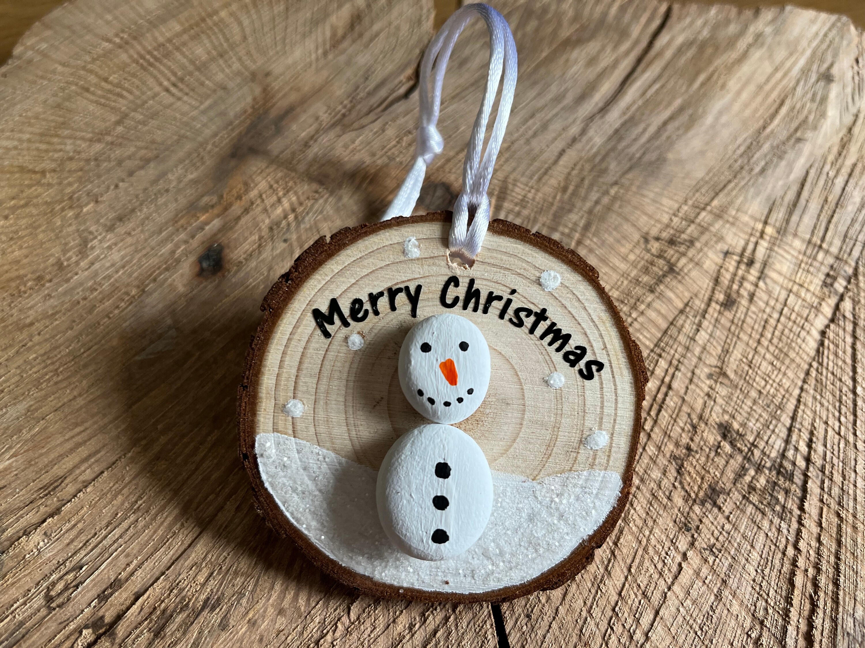 Pebble Art Christmas Decoration - Pebble Art Bauble - Unique - Handmade ...