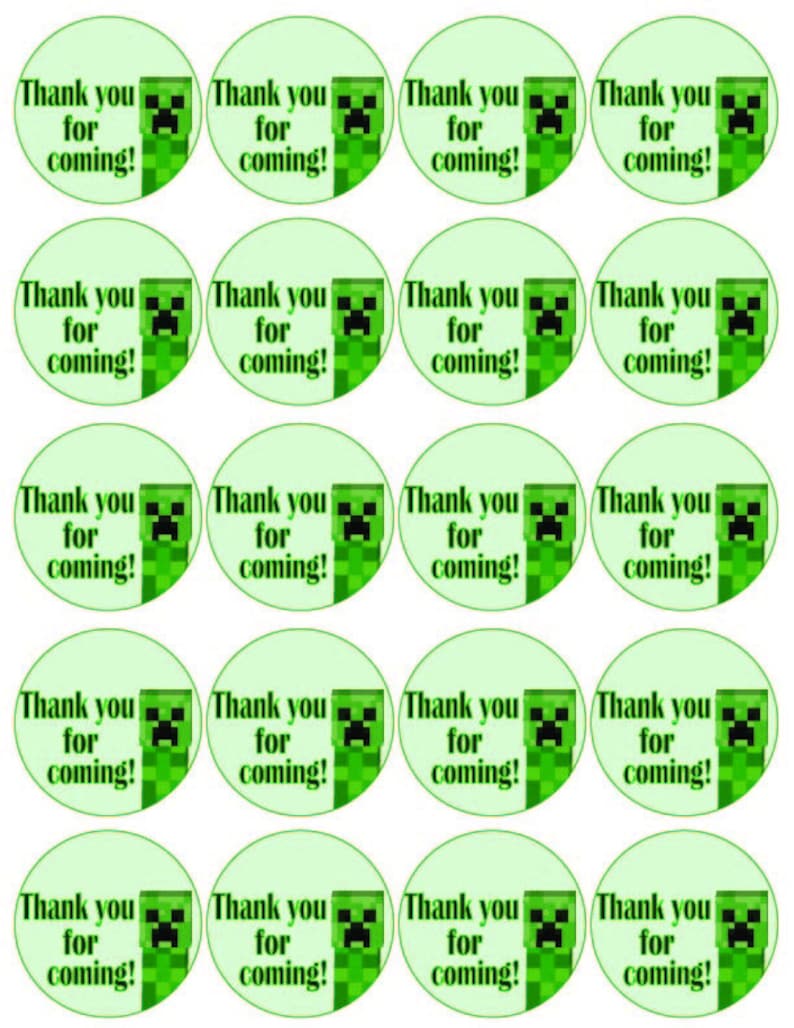 INSTANT DOWNLOAD / Minecraft / Thank You Labels - Etsy