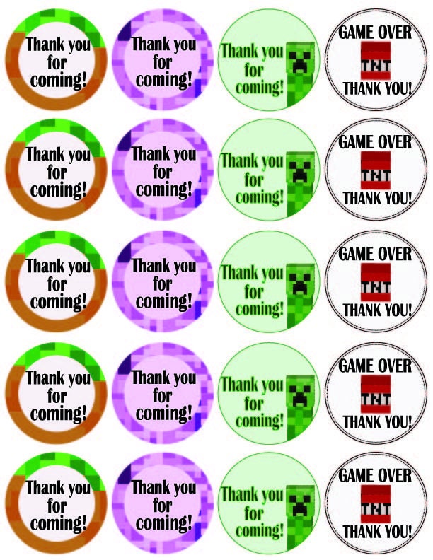 INSTANT DOWNLOAD / Minecraft / Thank You Labels - Etsy