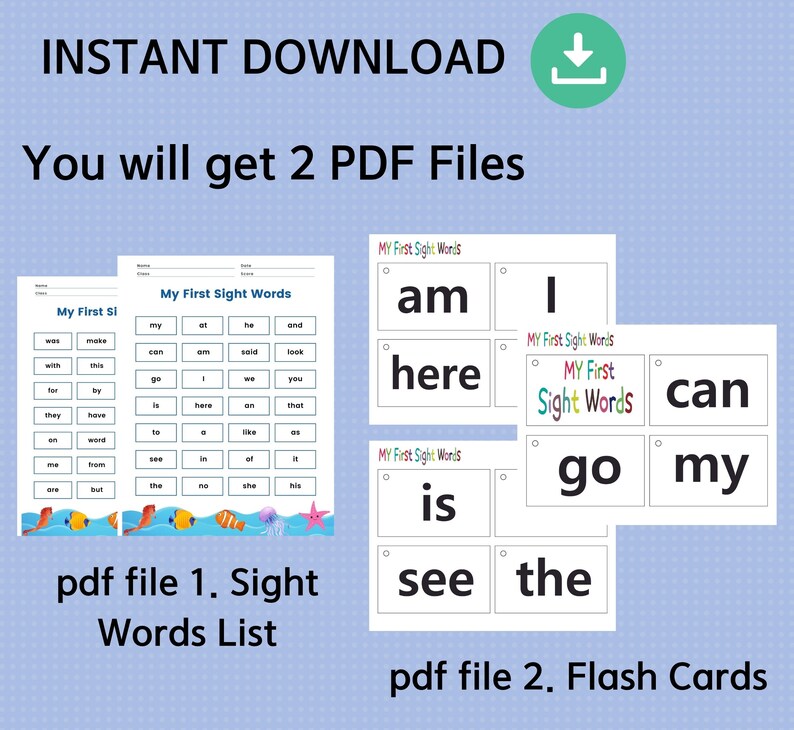 INSTANT DOWNLOAD / 160 Sight Word Lists and Flash Cards / Kinder- 1nd ...