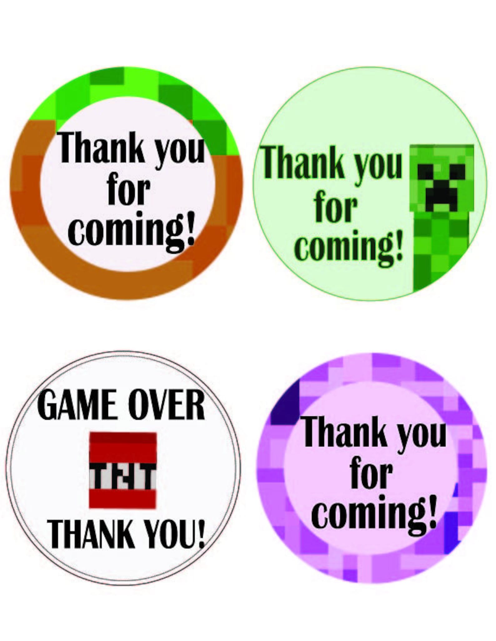 INSTANT DOWNLOAD / Minecraft / Thank You Labels - Etsy