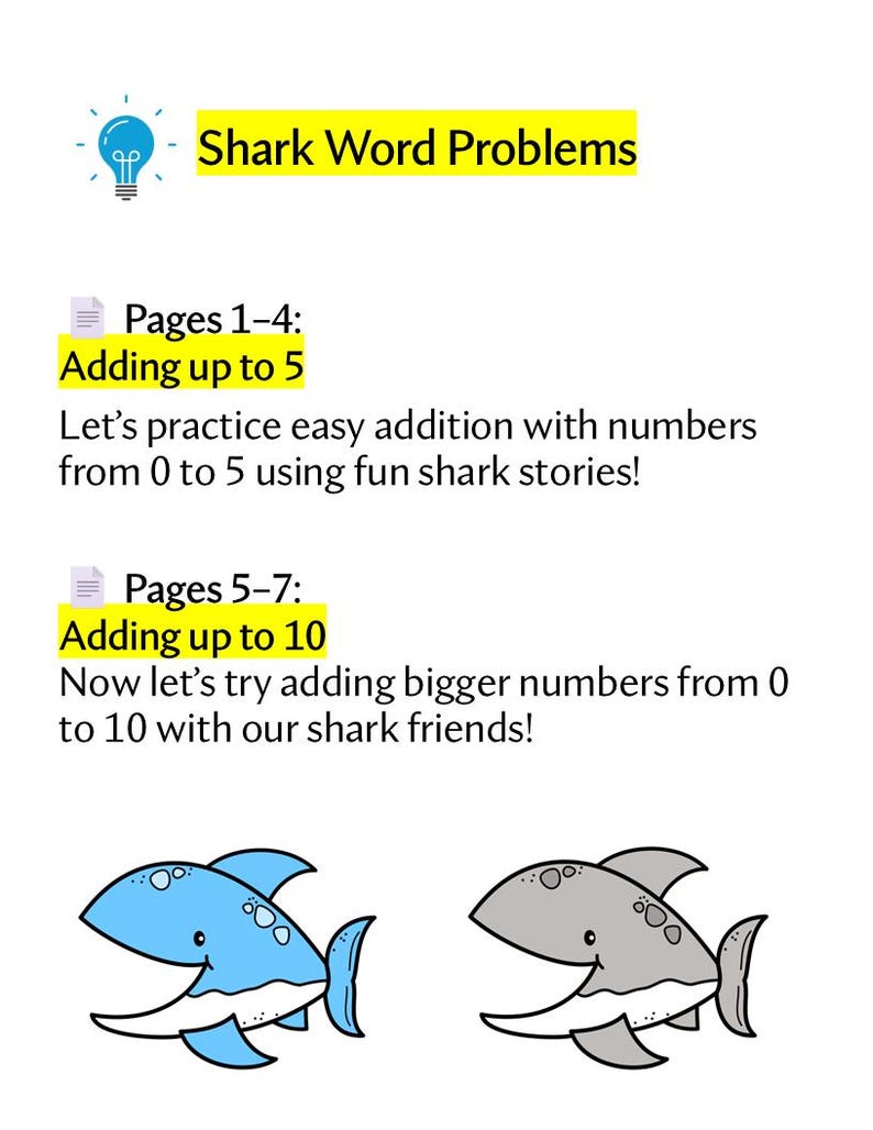 INSTANT Download/word Problem for Kindergarten - Etsy