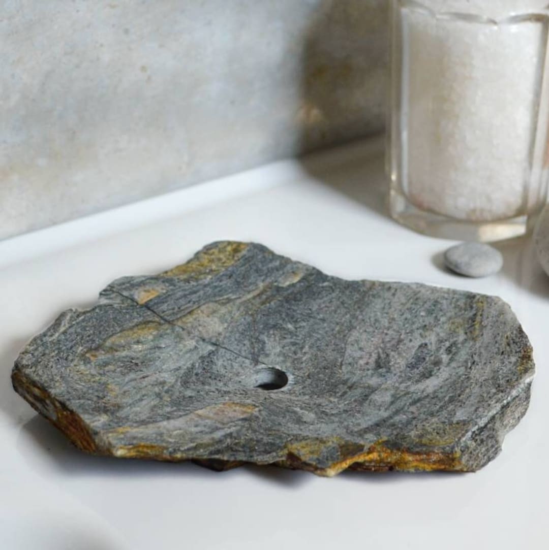 Natural Stone Draining Soap Holder, Kitchen Soap Tray Silver Stone Soap ...
