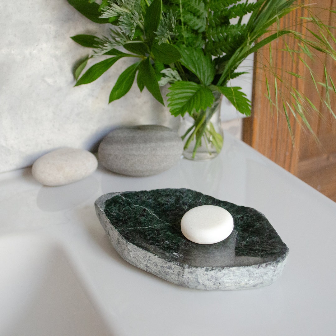 Green Modern Soap Dish, Kitchen Soap Tray, Tropical Shower Stone Soap ...