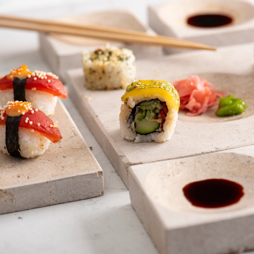 Large Square Sushi Set Sushi Serving Set Beige Sushi Set - Etsy