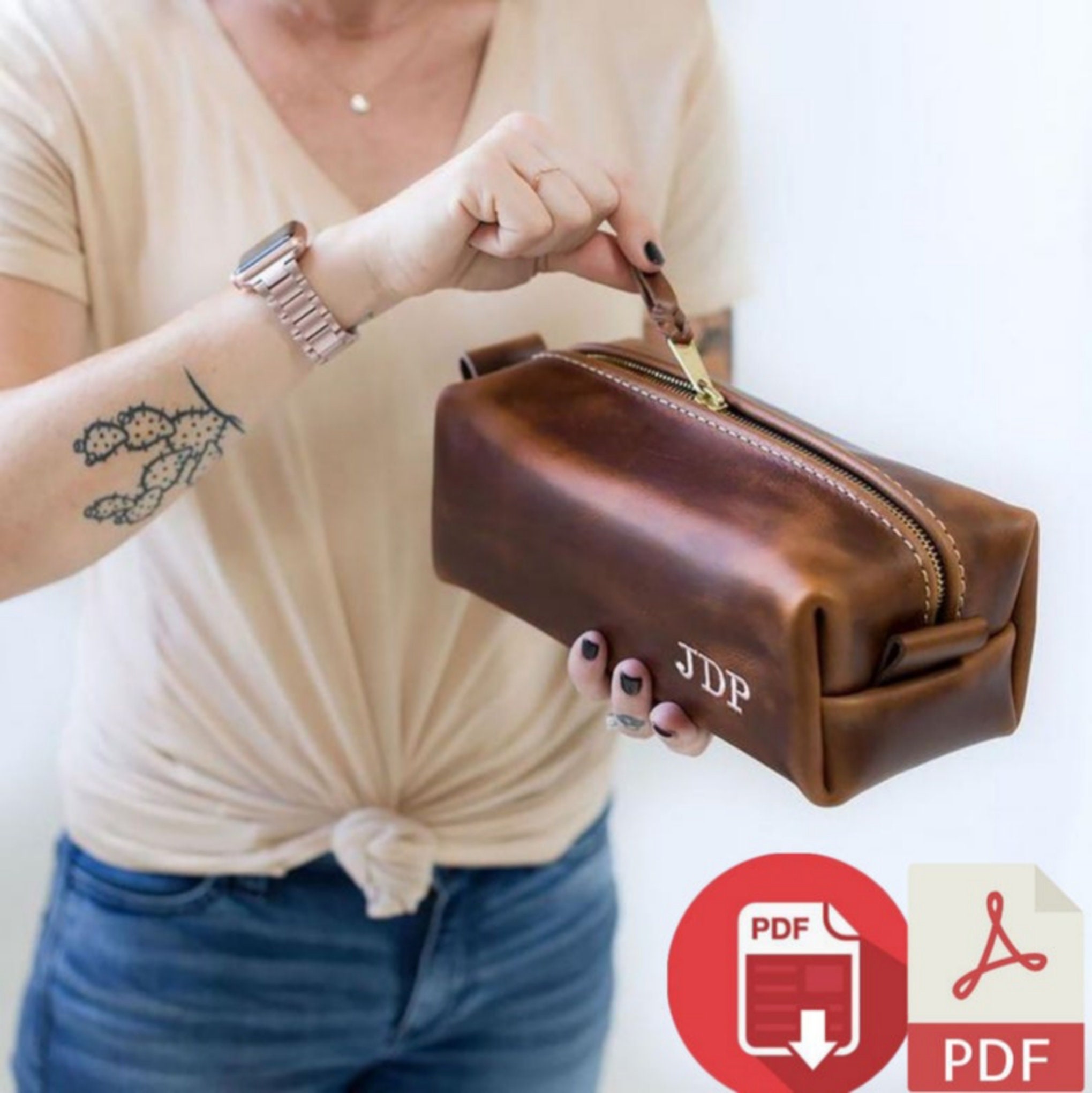 Leather Toiletry Bag Pattern. Dopp Kit Pdf Pattern. Dopp Kit Template ...