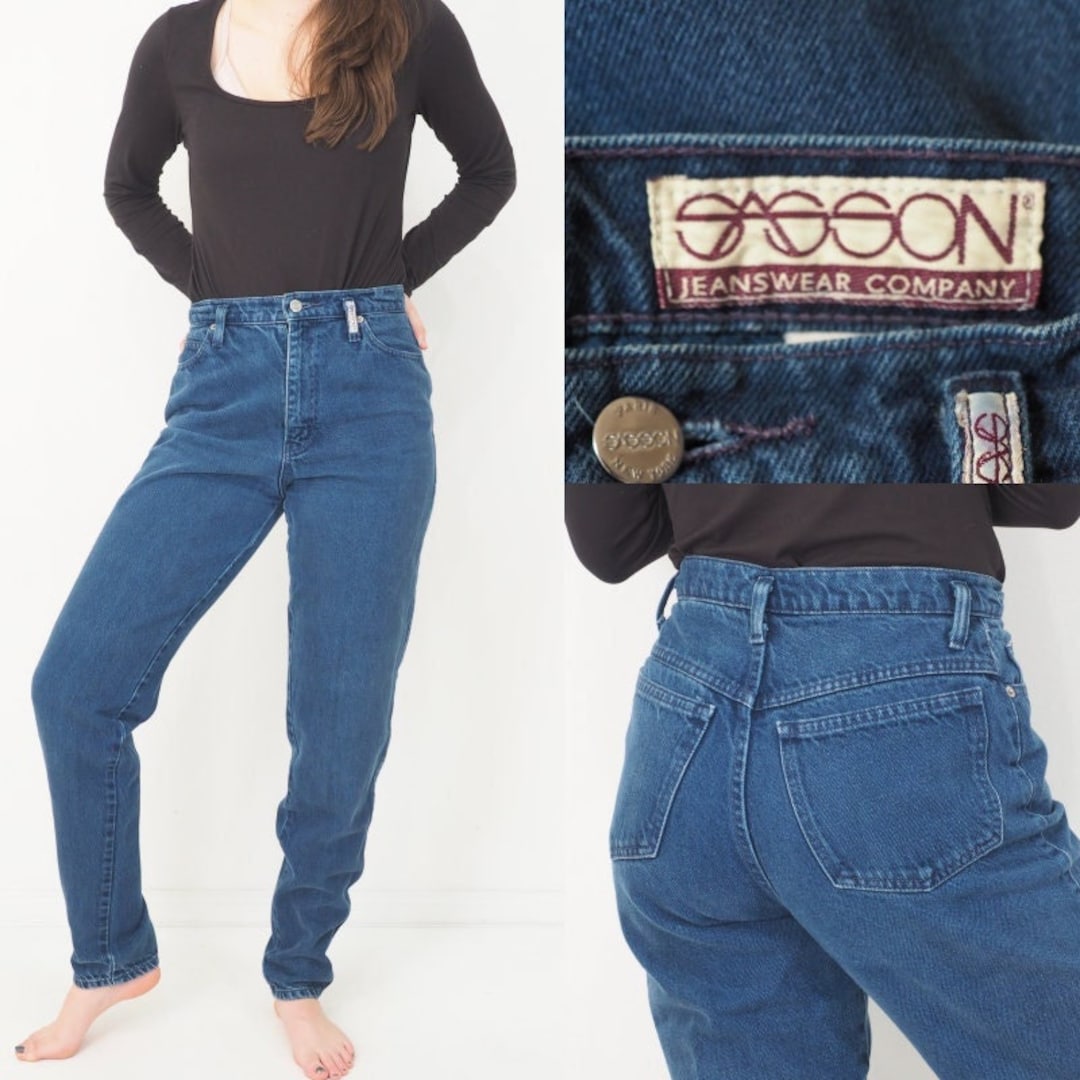 90s Vintage Jeans by Sassoon | High Waisted | Tapered Leg | Medium Wash ...