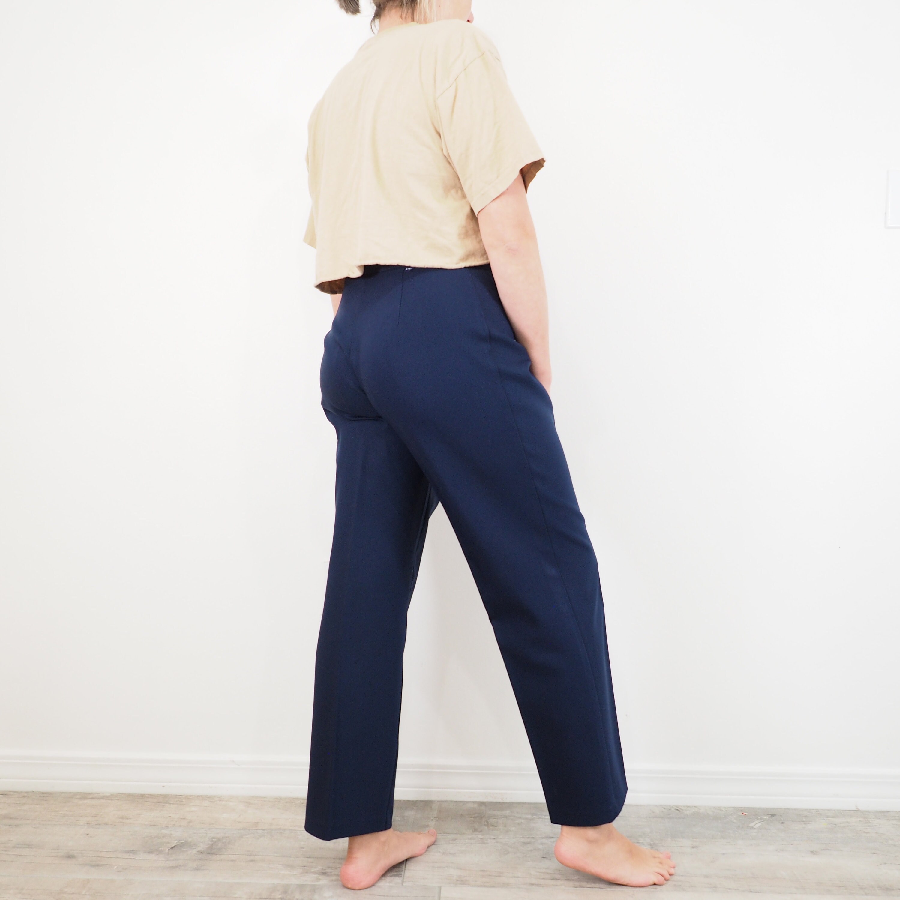 Early 80s Vintage Levi Slacks navy 100% Polyester High Waisted Tapered ...