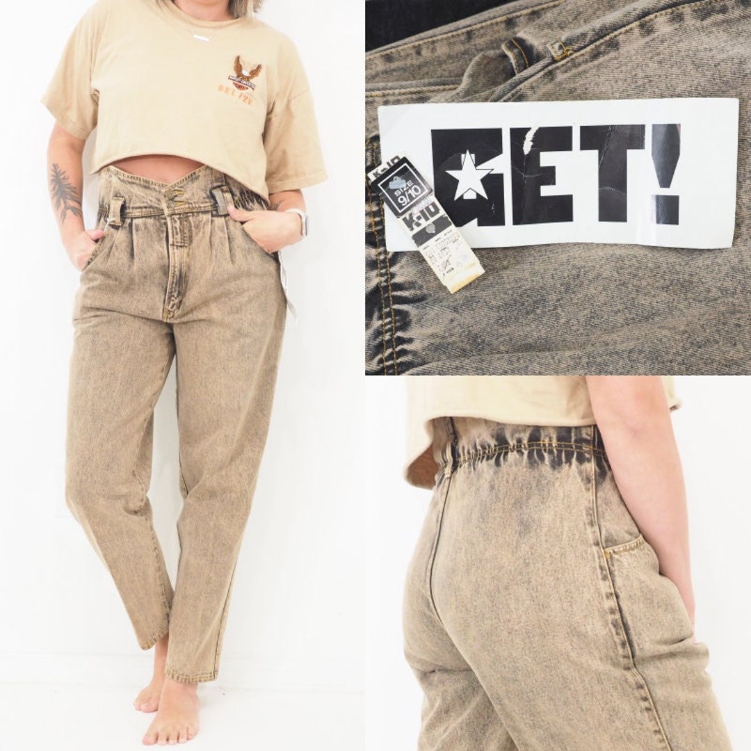 Dead-stock 90s Vintage Jeans by GET | Rib-cage Rise | Tapered Leg ...