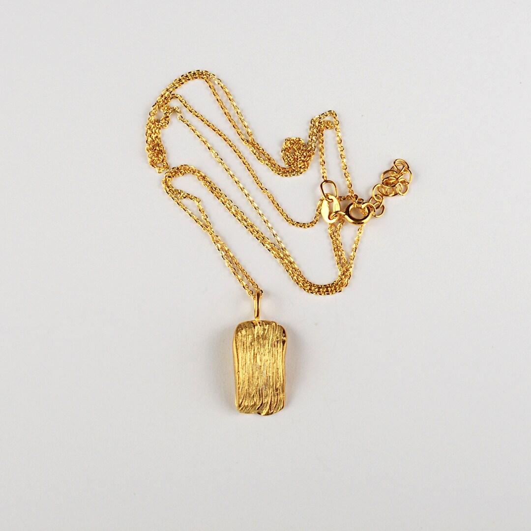 24k Gold Filled Necklace Texture Pendant Organic Texture - Etsy