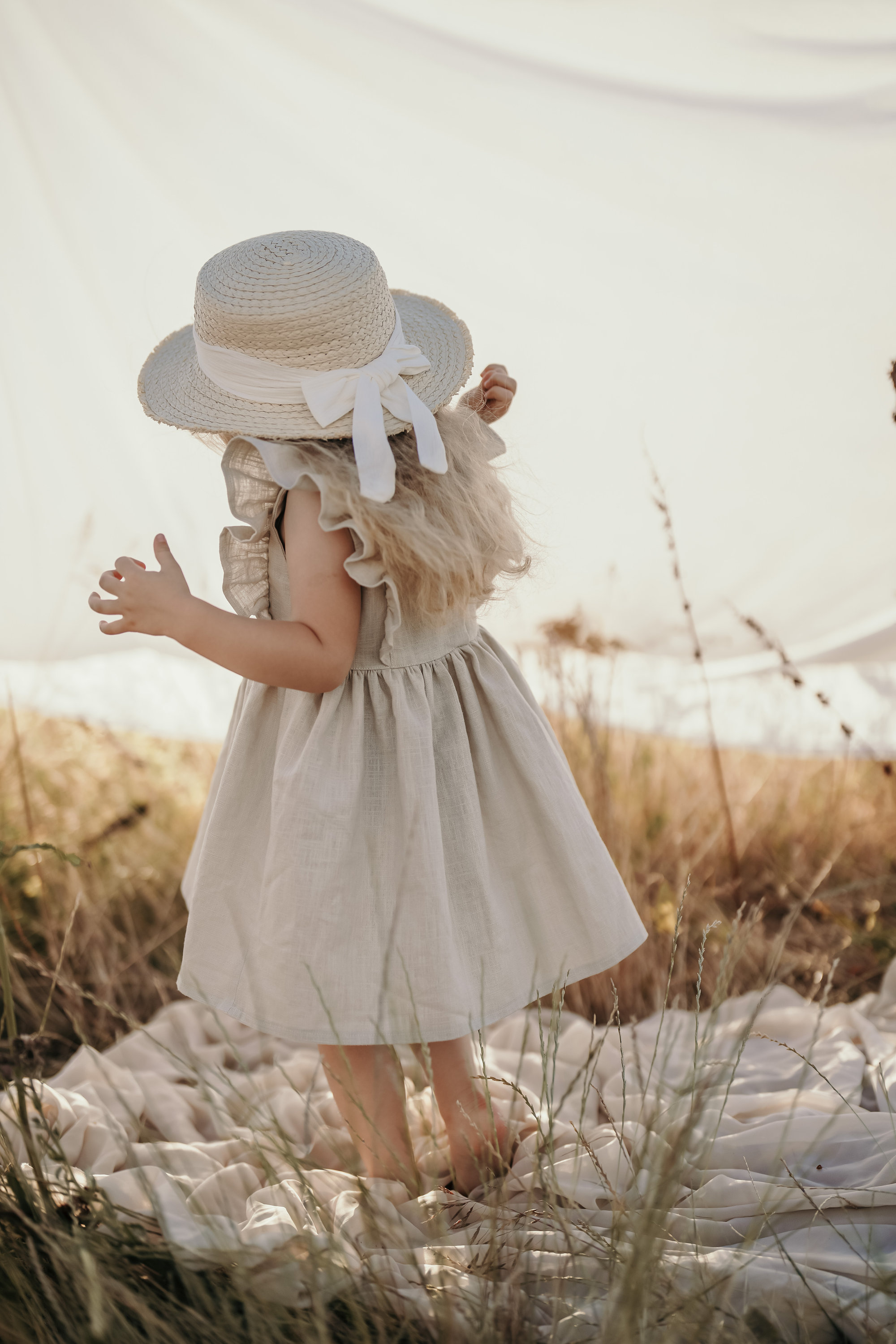 Natural Beige Flutter Sleeves Baby Girl Linen Dress With - Etsy