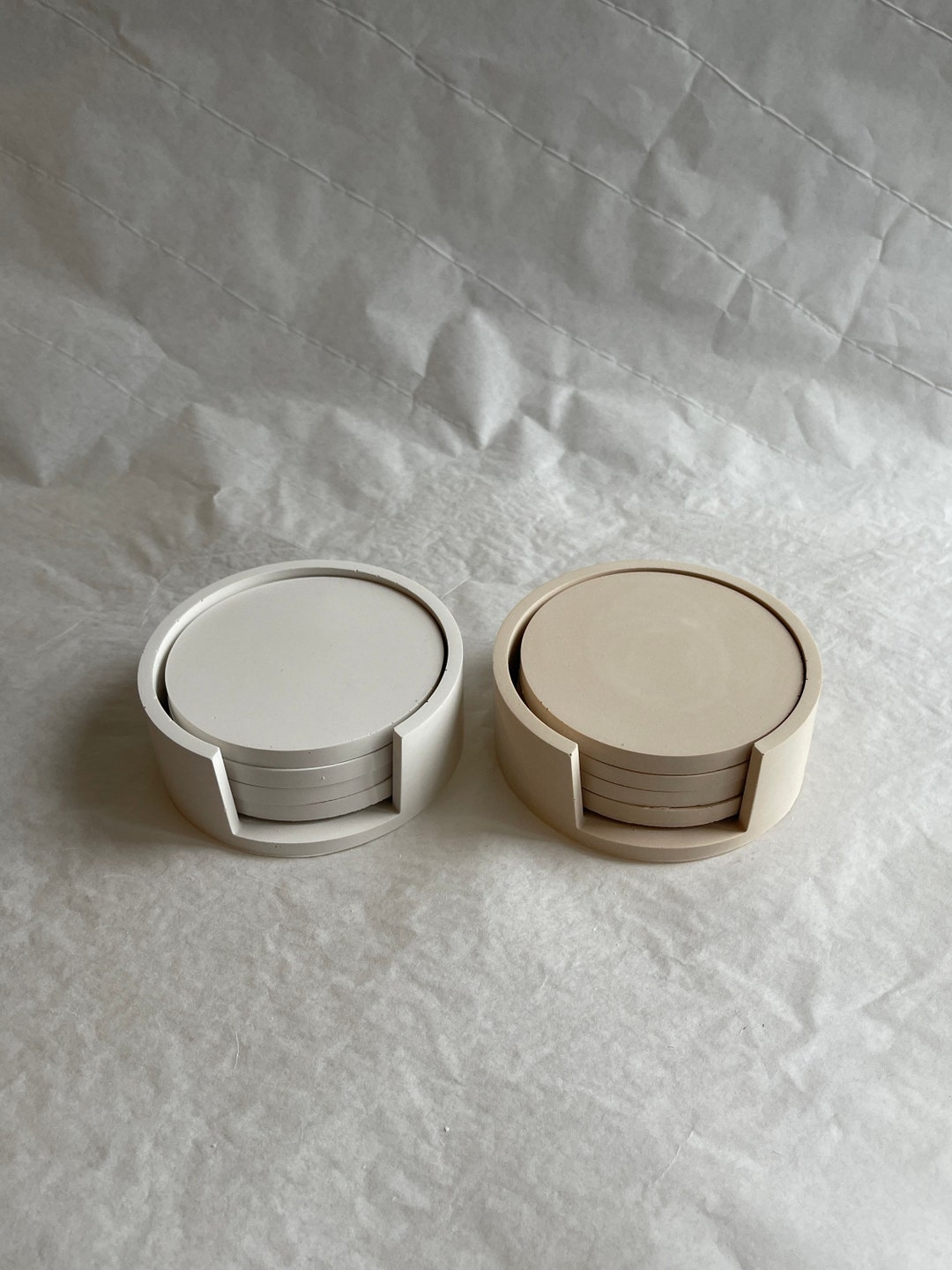 ROUND Coaster Set of 4 Set of 4 Glass Coasters With Container Cup ...